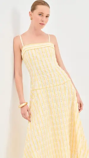 Rosie Assoulin Drop Me A Note Gingham Seersucker Midi Dress