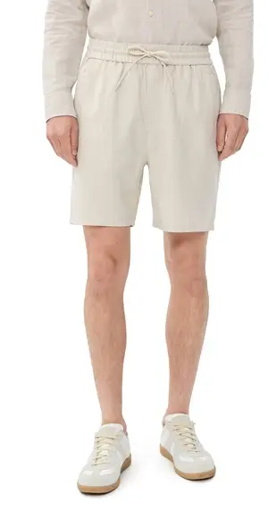 LES DEUX Drawstring Linen Blend Shorts