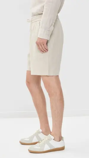 LES DEUX Drawstring Linen Blend Shorts