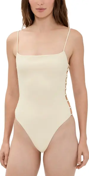 Jade Swim One-piece Swimsuit With Gold-tone Hardware - Ivory