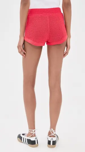 Adidas Crochet Knit Shorts With Side Stripe Trim