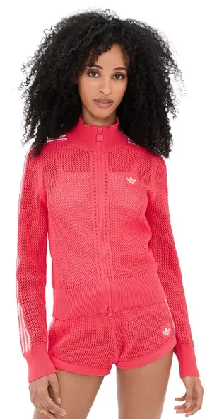 Adidas Knitted Crochet Track Jacket - Semi Lucid Red/blue