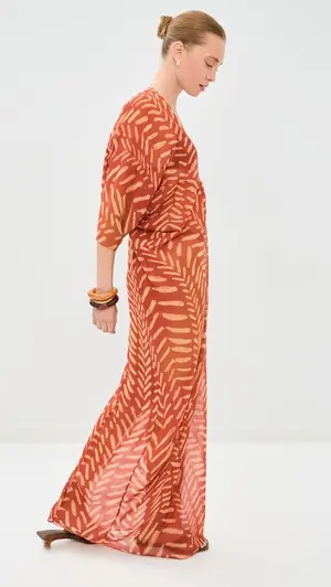 Johanna Ortiz Sensory Tapestry Tunic Dress - Red/nude