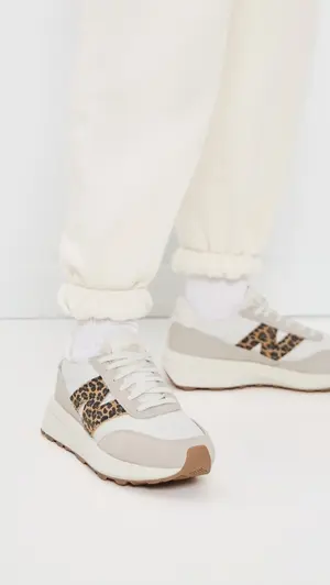NEW BALANCE 370 Sneakers With Leopard Print Trim - Brown/beige