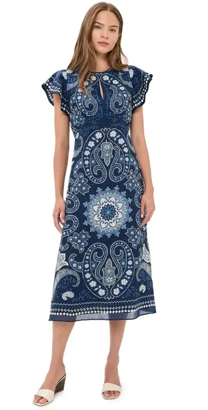 Sea Emelina Print Midi Dress - Navy