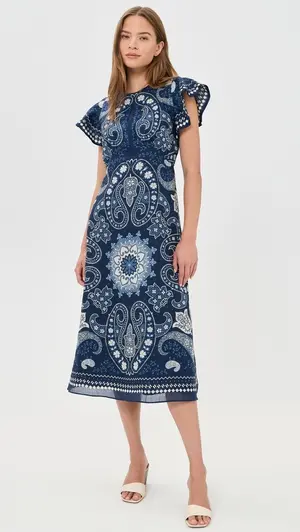 Sea Emelina Print Midi Dress - Navy
