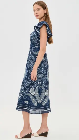 Sea Emelina Print Midi Dress - Navy