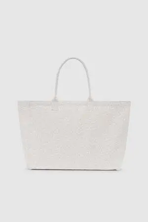 ANINE BING Leo Canvas Tote - Washed White Leopard