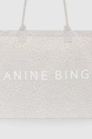 ANINE BING Leo Canvas Tote - Washed White Leopard