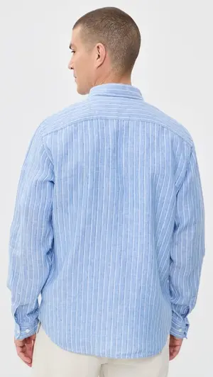 Theory Irving Stripe Relaxed Linen Top