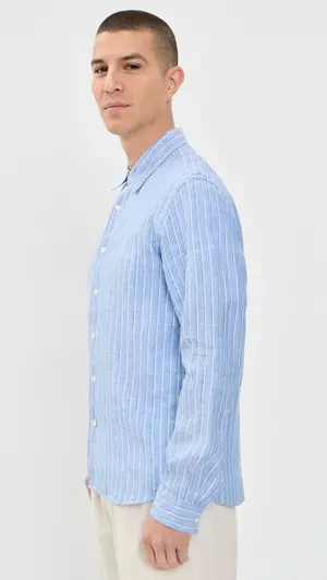 Theory Irving Stripe Relaxed Linen Top