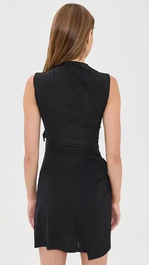 Helmut Lang Sleeveless Crewneck Mini Dress With Knotted Details