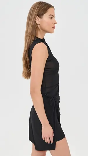 Helmut Lang Sleeveless Crewneck Mini Dress With Knotted Details