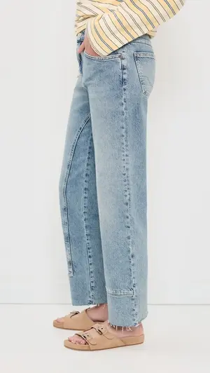 Free People Paneled Raw Cuff Jeans