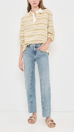 Free People Paneled Raw Cuff Jeans