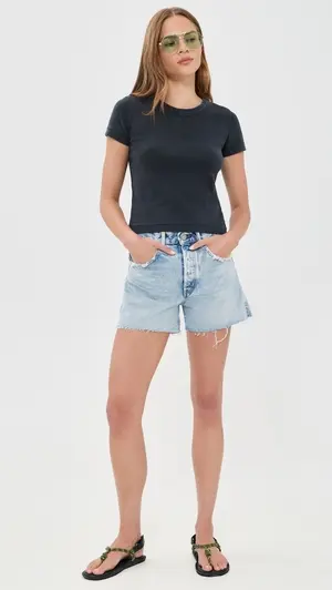 Free People Atlas Ribbed Crewneck T-shirt - Black