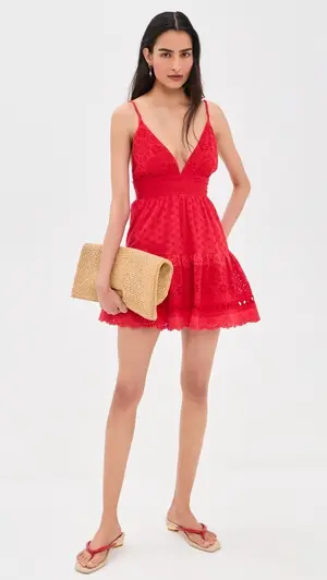 Alice + Olivia Lorene Embroidered Mini Dress