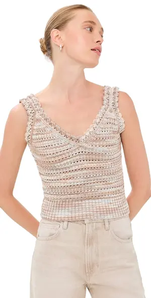Veronica Beard Selwyn Knit Tank - Beige Multi