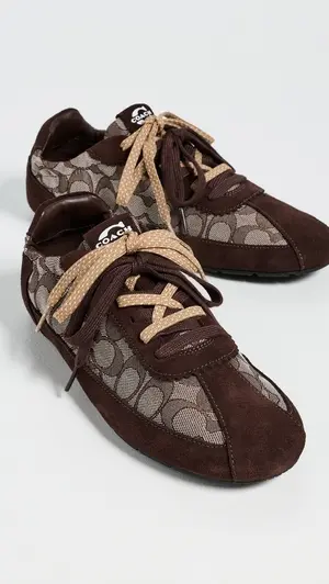 COACH Soft Sneakers With Monogram Canvas Trim