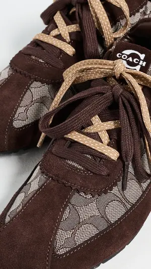COACH Soft Sneakers With Monogram Canvas Trim