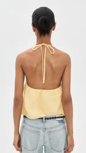 Staud Corso Linen V-neck Halter Top