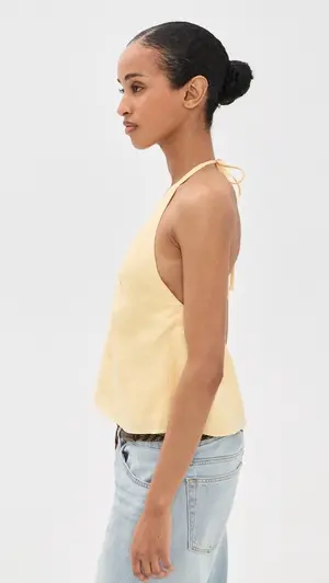 Staud Corso Linen V-neck Halter Top