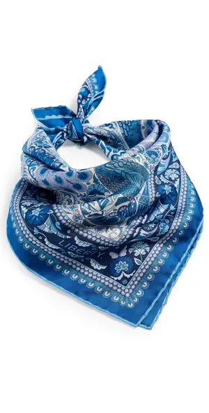 Liberty Peacock Garden Silk Scarf - Blue