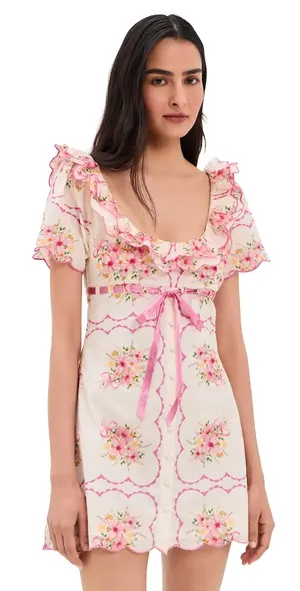 For Love & Lemons Scarlett Mini Dress - Cream