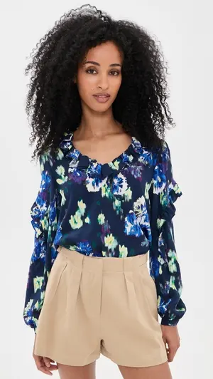 Ulla Johnson Marguerite Silk Blouse With Ruffle Trim
