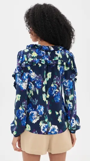 Ulla Johnson Marguerite Silk Blouse With Ruffle Trim