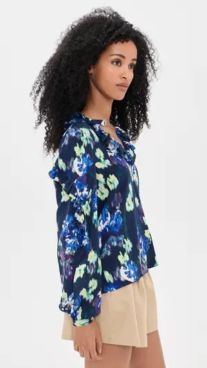 Ulla Johnson Marguerite Silk Blouse With Ruffle Trim