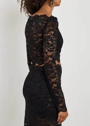 Rabanne Off-the-shoulder Lace Crop Top - Black