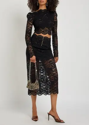 Rabanne Off-the-shoulder Lace Crop Top - Black