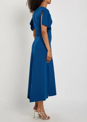 Victoria Beckham Asymmetric Ruched Stretch-jersey Midi Dress