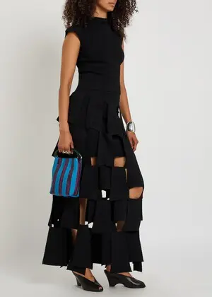 A.W.A.K.E. Mode Panelled Trapeze Knit Midi Skirt