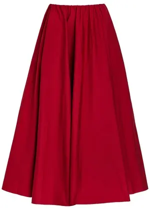 Staud Milano Stretch-cotton Maxi Skirt - Red