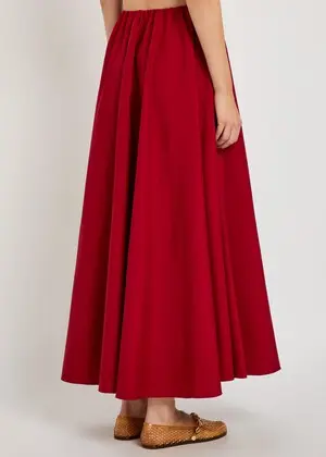 Staud Milano Stretch-cotton Maxi Skirt - Red