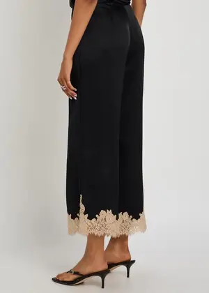 Rixo Marcela Lace-trimmed Wide-leg Satin Trousers