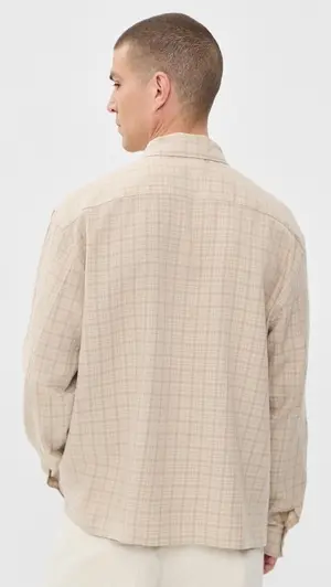 FRAME Linen Blend Plaid Shirt