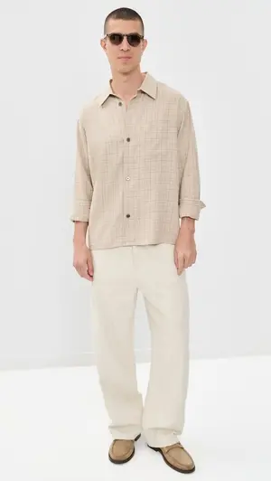 FRAME Linen Blend Plaid Shirt
