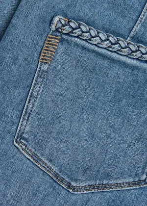 Paige Vanessa Braided-trim Wide-leg Jeans - Blue