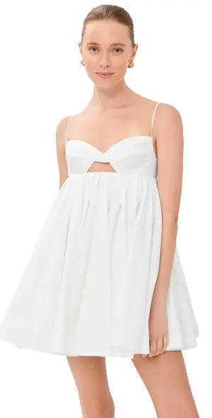 Simkhai Janie Cotton Mini Dress With Sweetheart Neckline And Cutout Detail - White