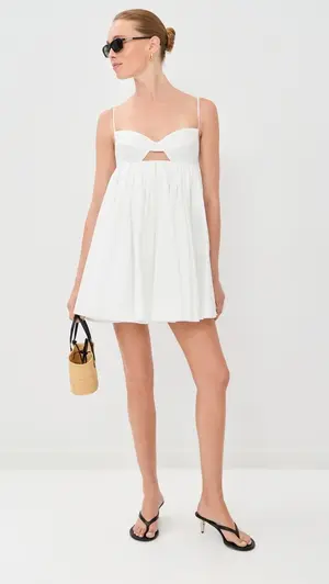 Simkhai Janie Cotton Mini Dress With Sweetheart Neckline And Cutout Detail
