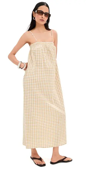 LE BOP Camille Maxi Dress - Khaki Check
