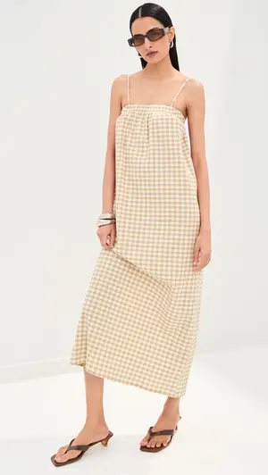 LE BOP Camille Maxi Dress - Khaki Check
