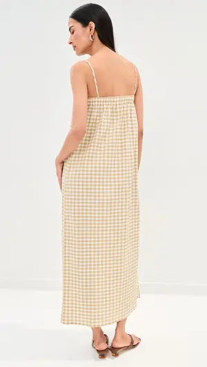 LE BOP Camille Maxi Dress - Khaki Check