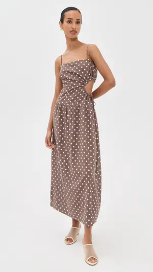4TH & RECKLESS Lucy Polka Dot Maxi Dress With Side Cutout