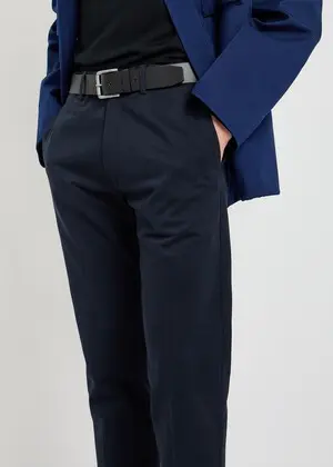 TOM FORD Tapered-leg Cotton Trousers - Navy