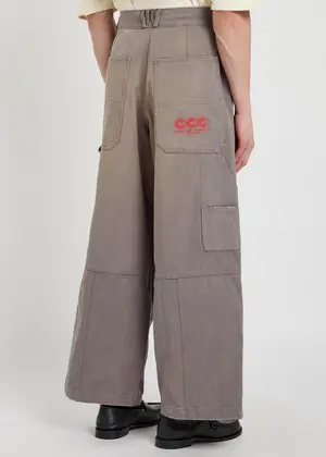 WILLY CHAVARRIA Stockton Double-knee Wide-leg Cotton Cargo Trousers - Grey