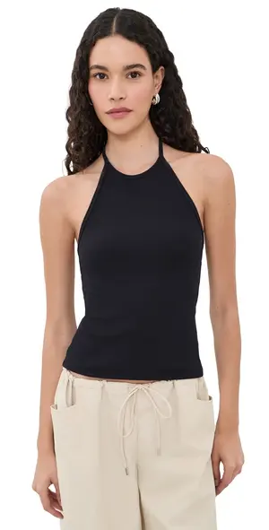 LA LIGNE High Neck Halter Tank - Black